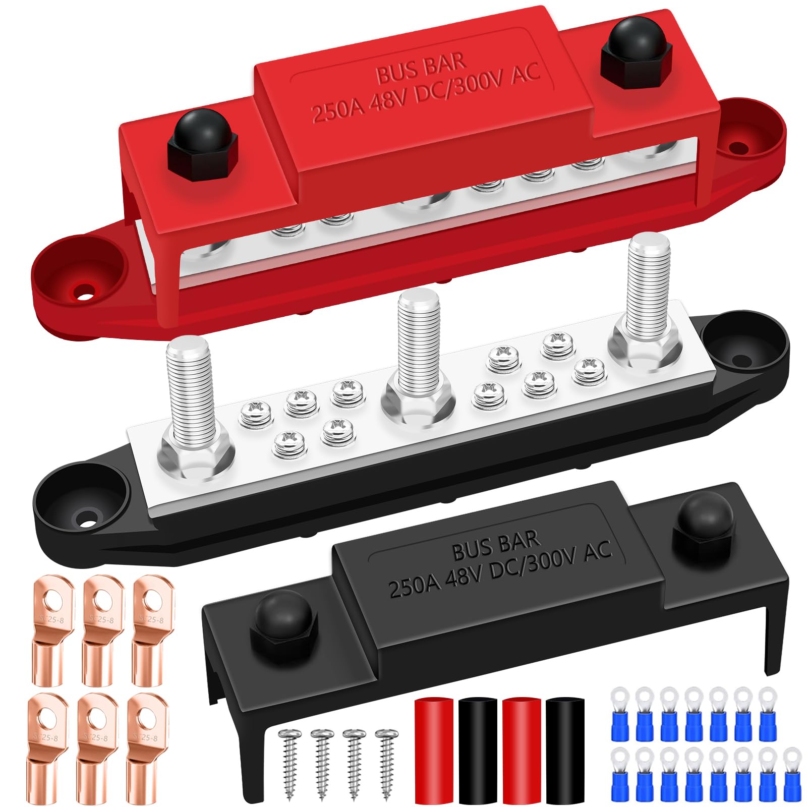 Amazon.com: Aienxn 250A Power Distribution Block, 12V Bus Bar Marine 5/ ...