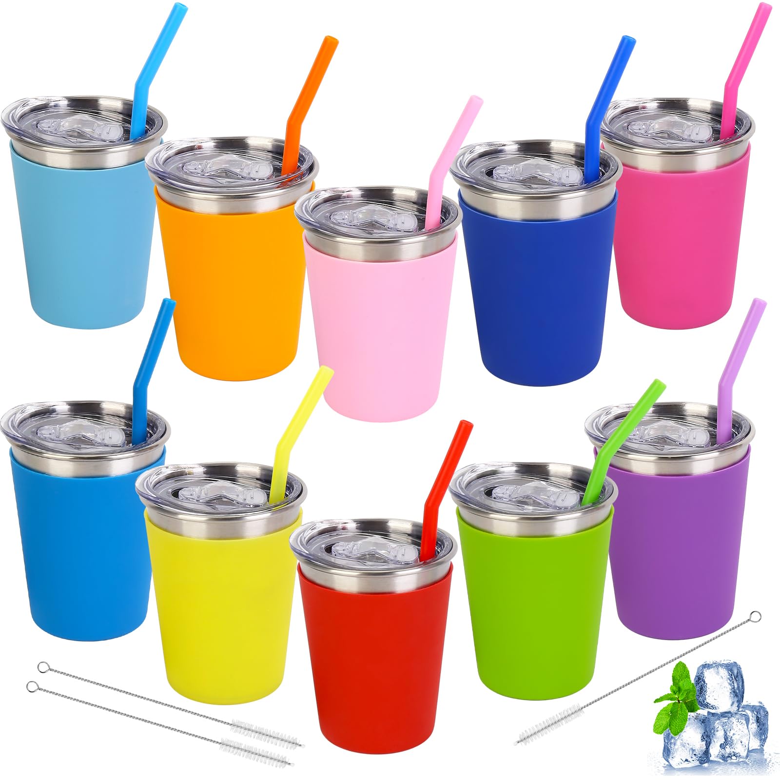 Amazon.com: IEBIYO 10 Pack Kids Cups with Straws and Lids Spill Proof ...