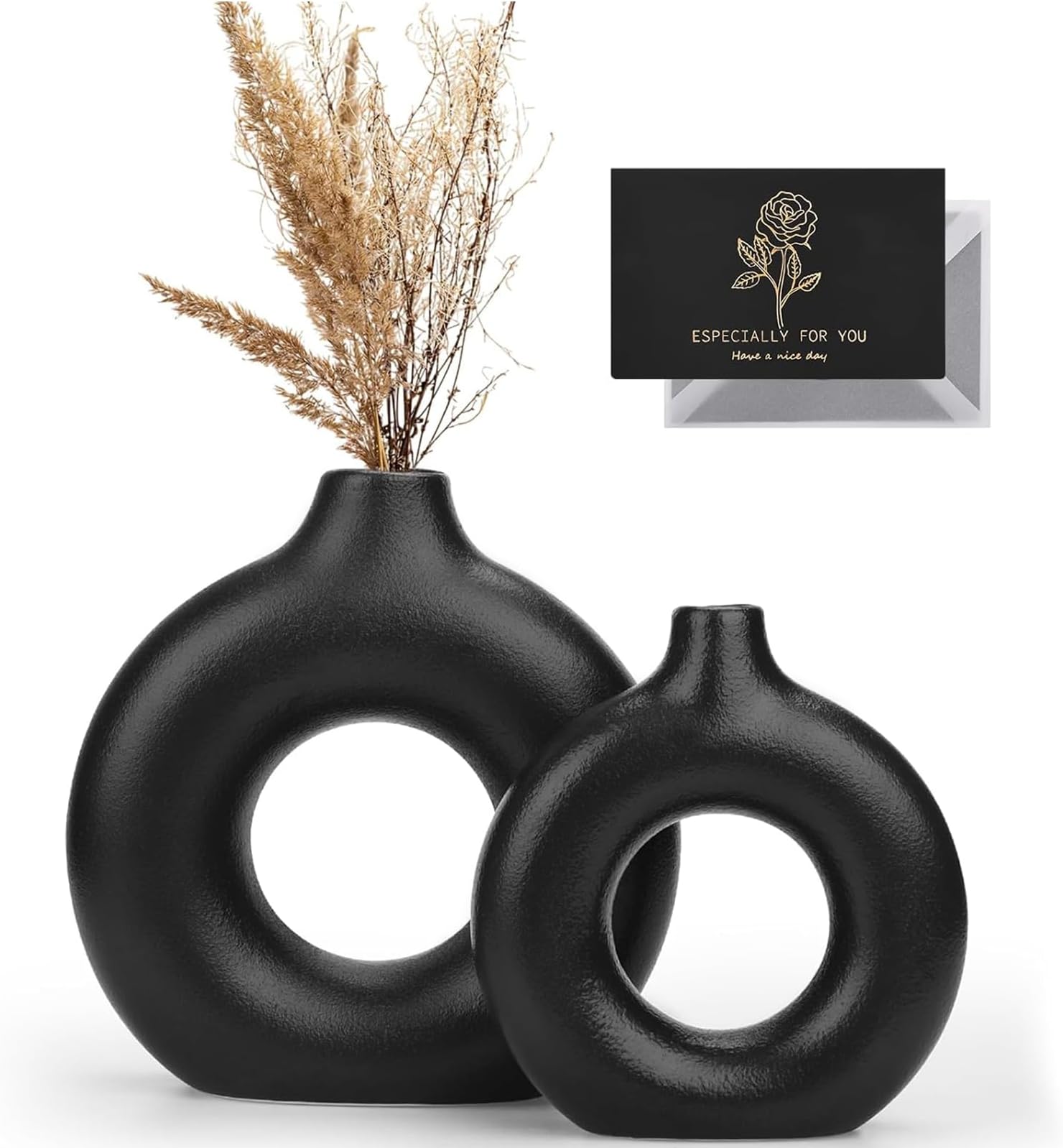 SAMISO Vase Decoratif en Ceramique,Lot de 2 Vase De Forme Ronde d'art ...