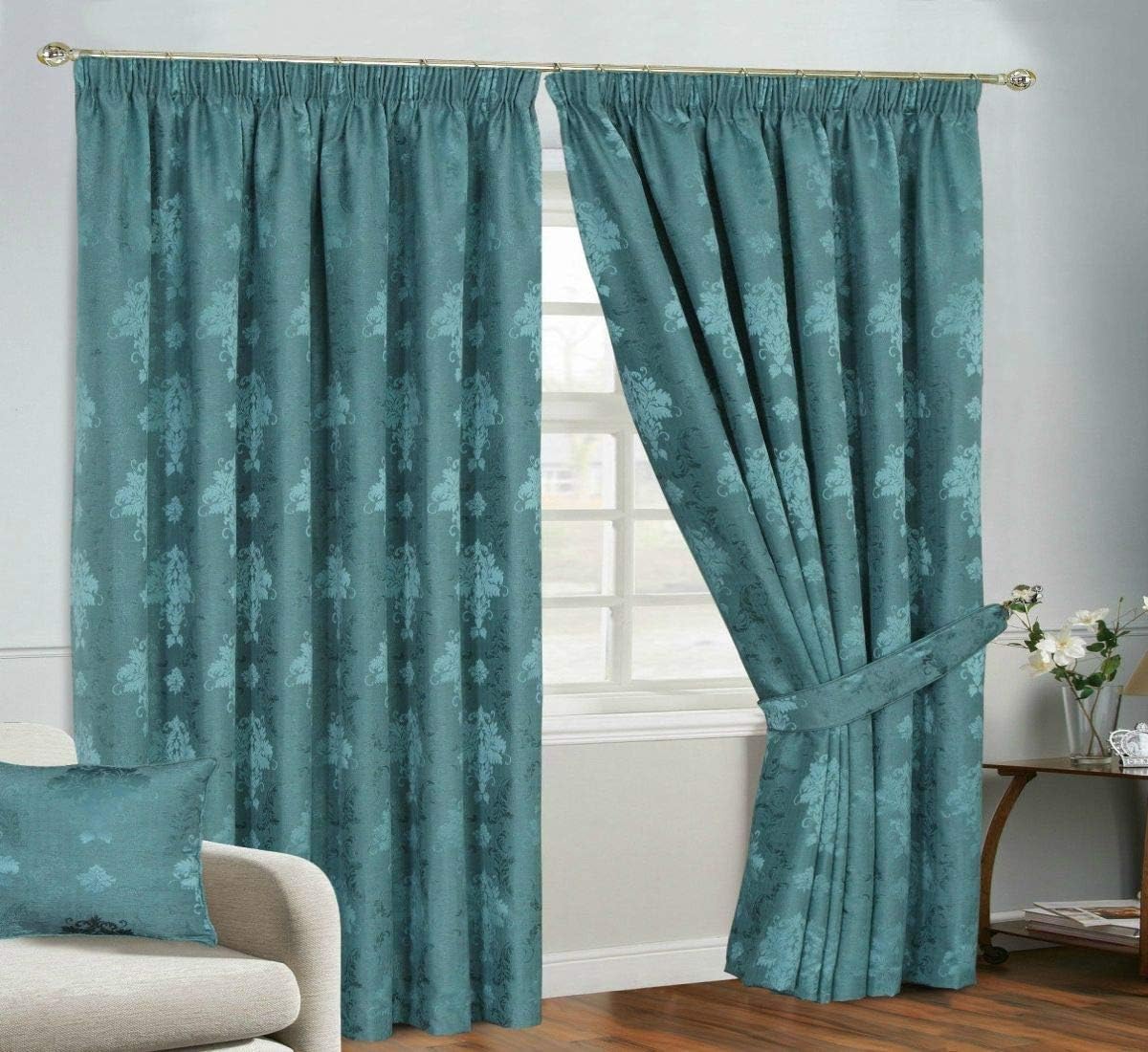 Householdfurnishing Redy Made Luxury Jacquard Fully Lined Curtain Pair ...