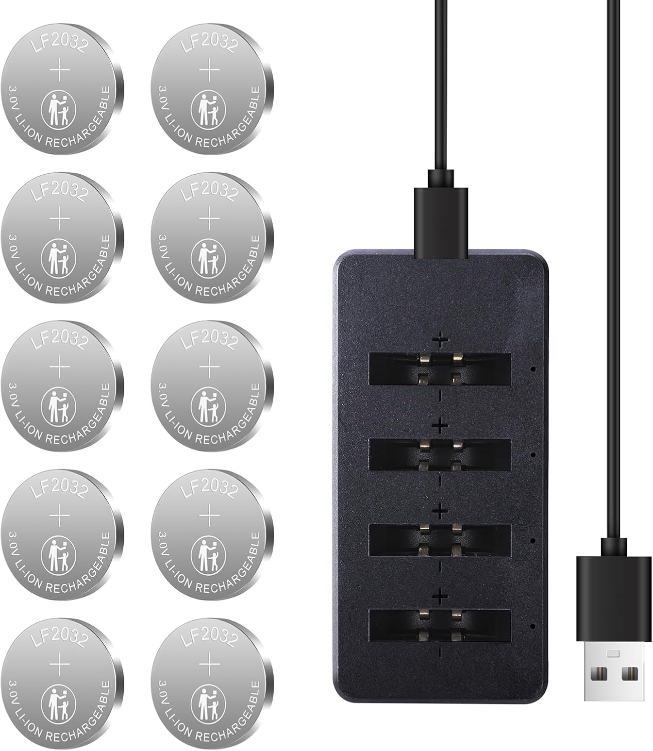 Amazon.com: kunying Rechargeable CR2032 Batteries, 10 Pack Rechargeable ...