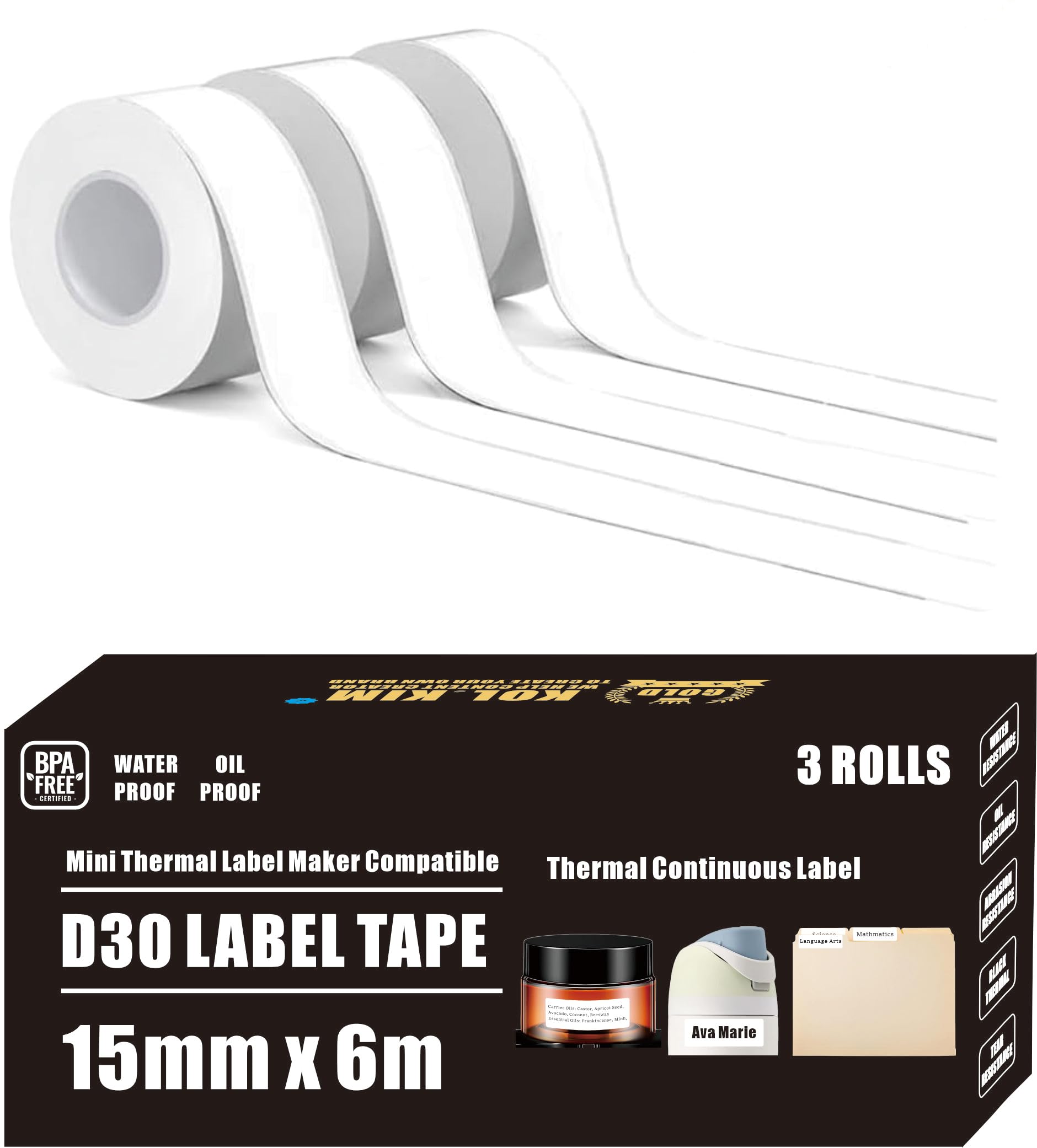 Amazon.com : D30 Continuous Label, 3 Rolls D30 Continuous Label Tape 1/ ...