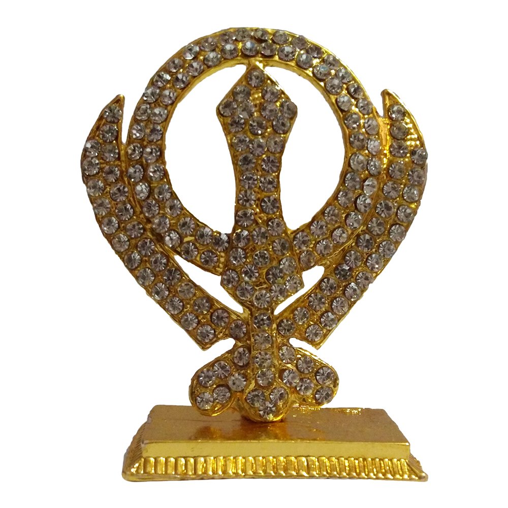 Gold Plated Religious Punjabi God Khanda Sikh Symbol/Guru Nanak Kirpal ...