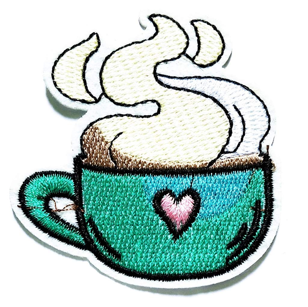 Amazon.com: PP Patch Green Cup Coffee Cappuccino Hot Drink Cartoon ...