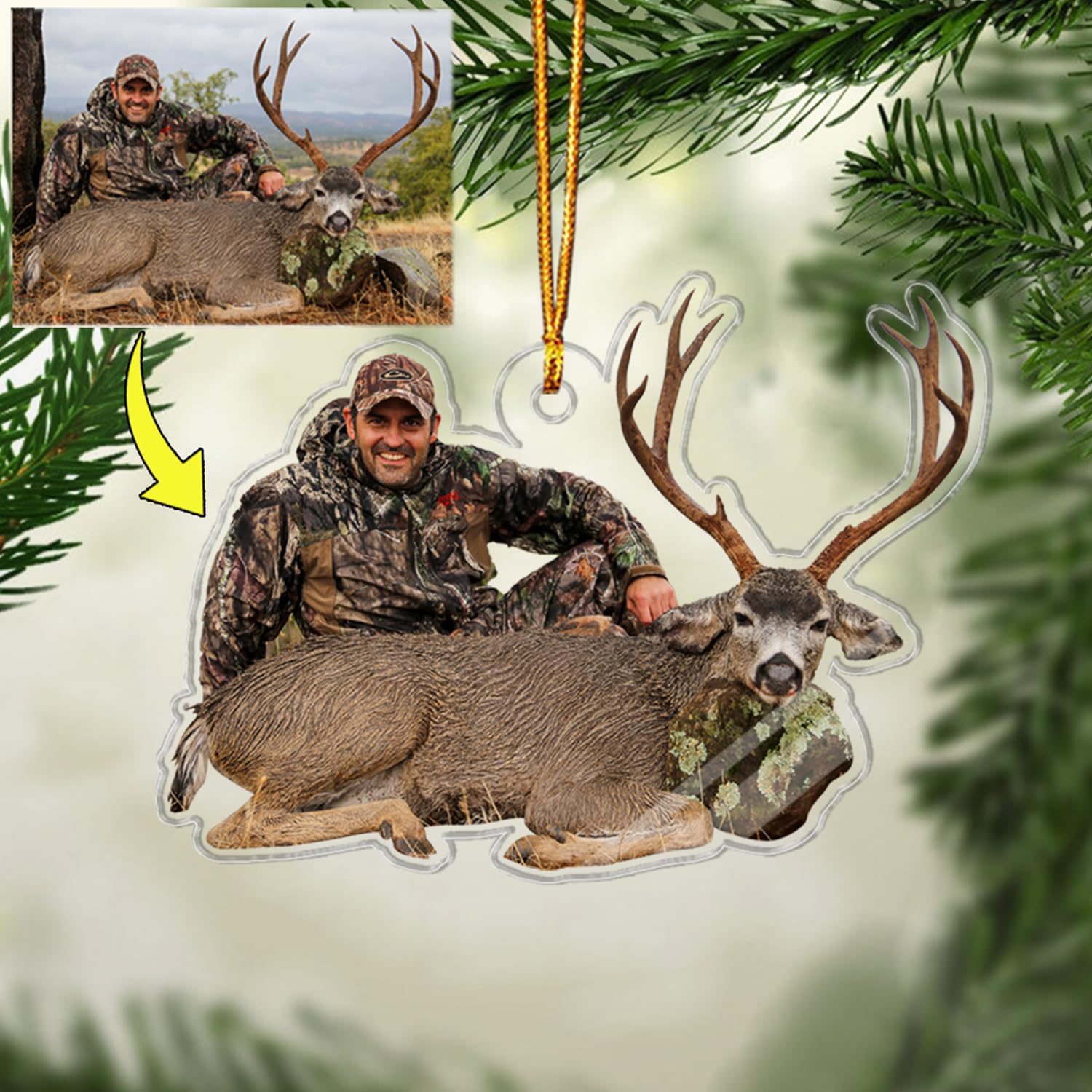 Amazon.com: Custom Photo Hunting Ornaments for Christmas Tree 2D Flat ...