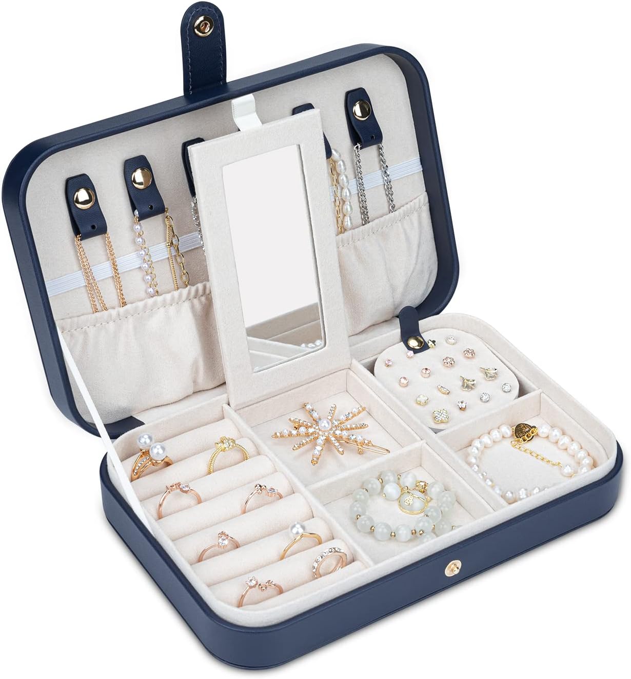 V-Lafuy Travel Jewelry Case, Jewelry Box Small PU Leather Portable ...