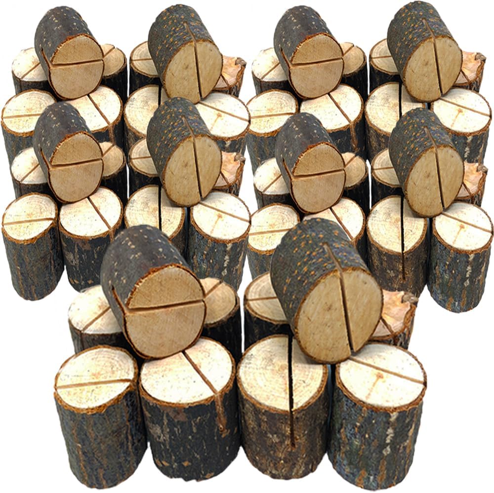 Amazon.com: PLAZOTTA 100 Pack Rustic Wooden Place Card Holders with 100 ...