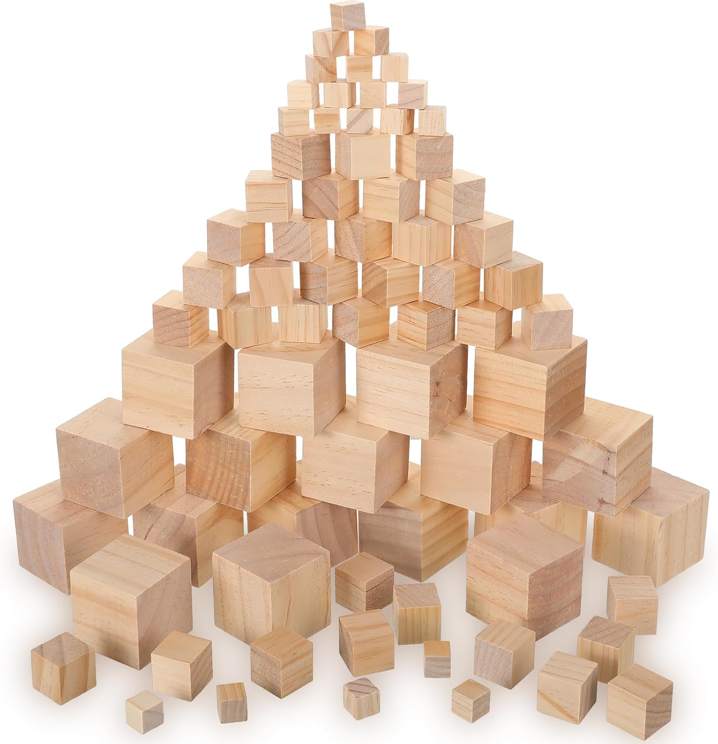 Amazon.com: Poen 60 Pcs Wooden Blocks 0.6 Inch 1 Inch 2 Inch Unfinished ...