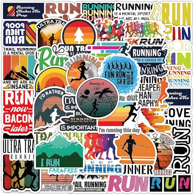 Running Stickers 100 Pcs Vinyl Funny Run Sport Stickers for Laptop ...