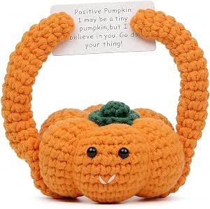 Amazon.com: Positive Crochet Pumpkin Plush with Inspirational Card ...