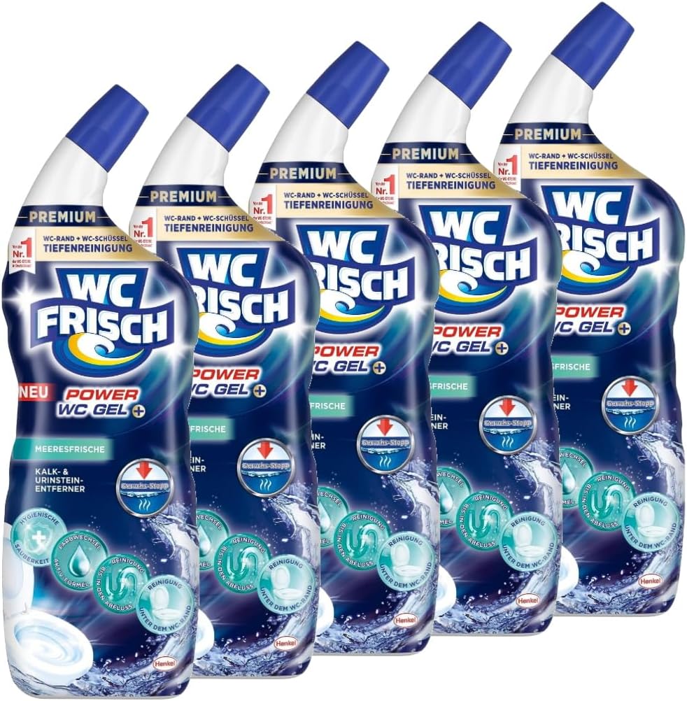 WC Frisch Power Gel WC Reiniger Meeresfrische (5x 750 ml) – Für ...
