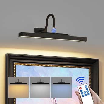 Dimmable Cordless Picture Light with Controller and Timer, Rechargeable ...