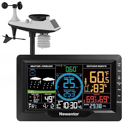 Amazon.com: Newentor Weather Station with Rain Gauge and Wind Speed ...