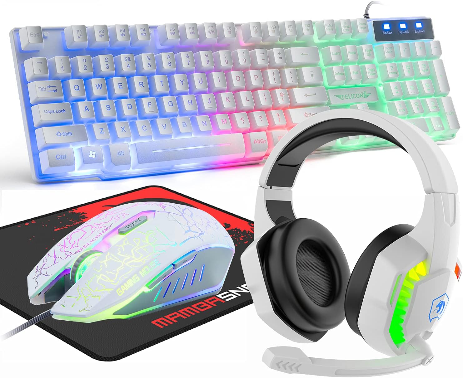 Amazon.com: Wired Gaming Keyboard and Mouse Headset Combo,Rainbow LED ...