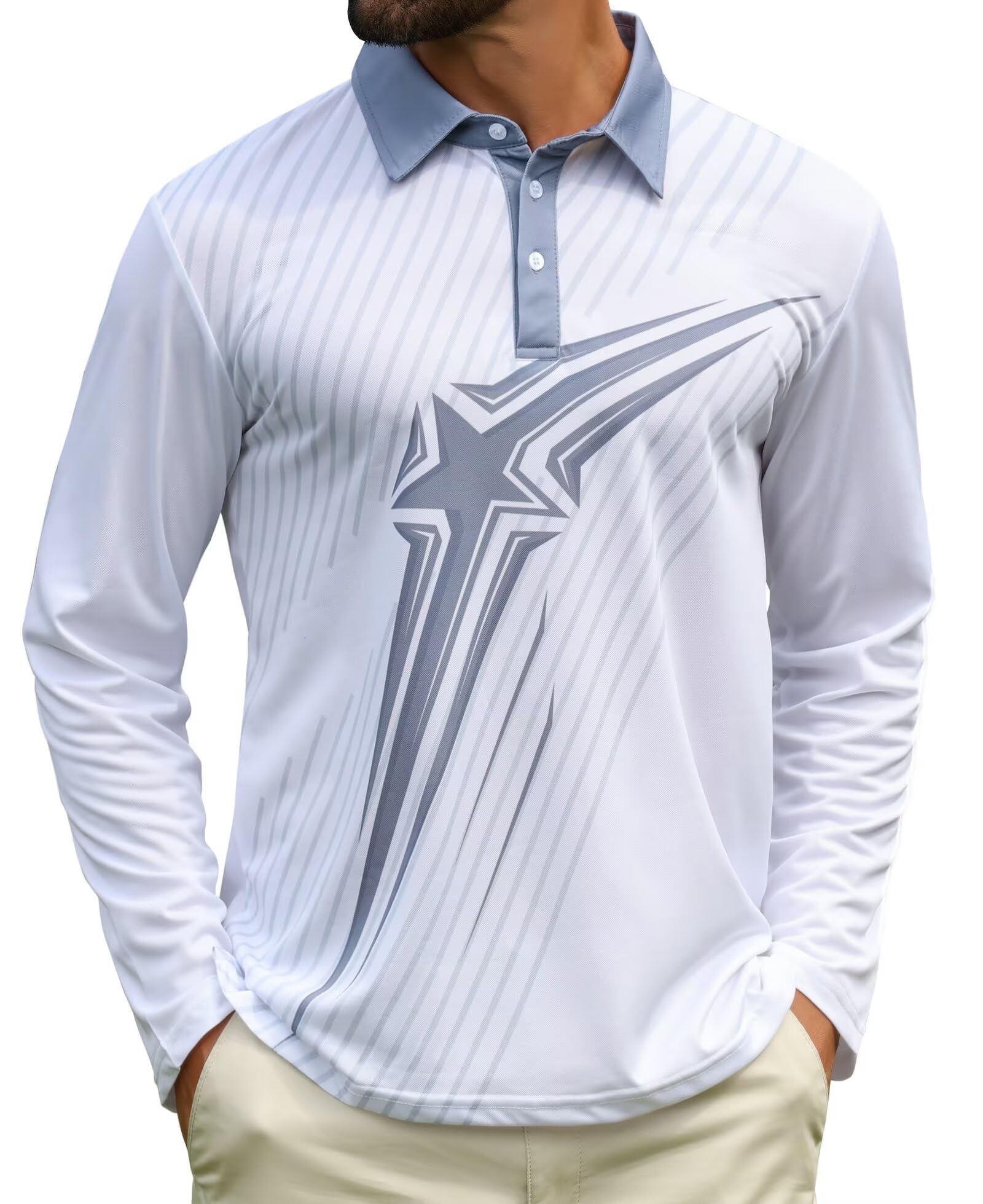 Amazon.com: ELETOP Mens Long Sleeve Polo Shirts with Collar Classic ...