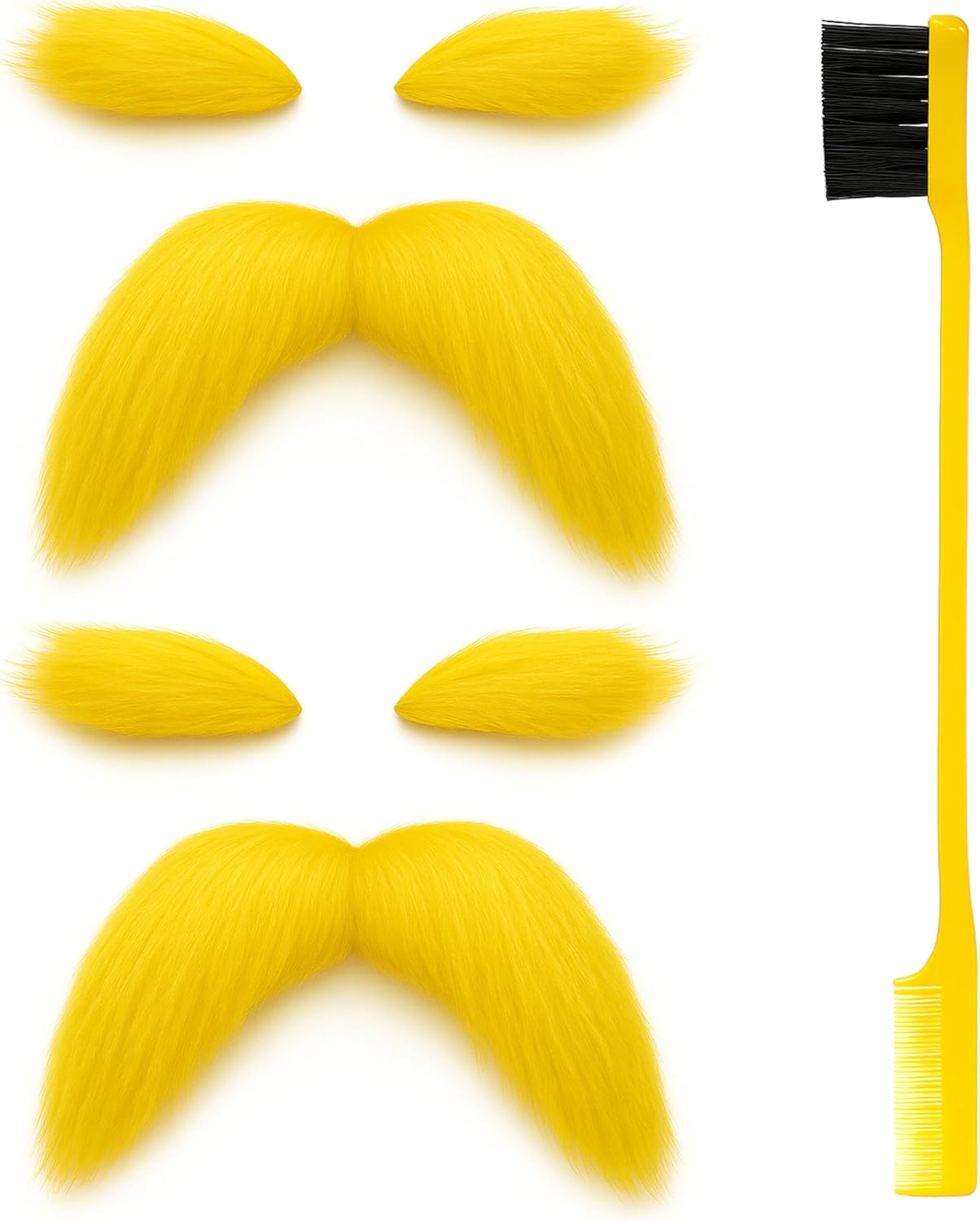 Amazon.com: 2PCS Funny Yellow Mustache & Eyebrows Set, Reusable Stick ...