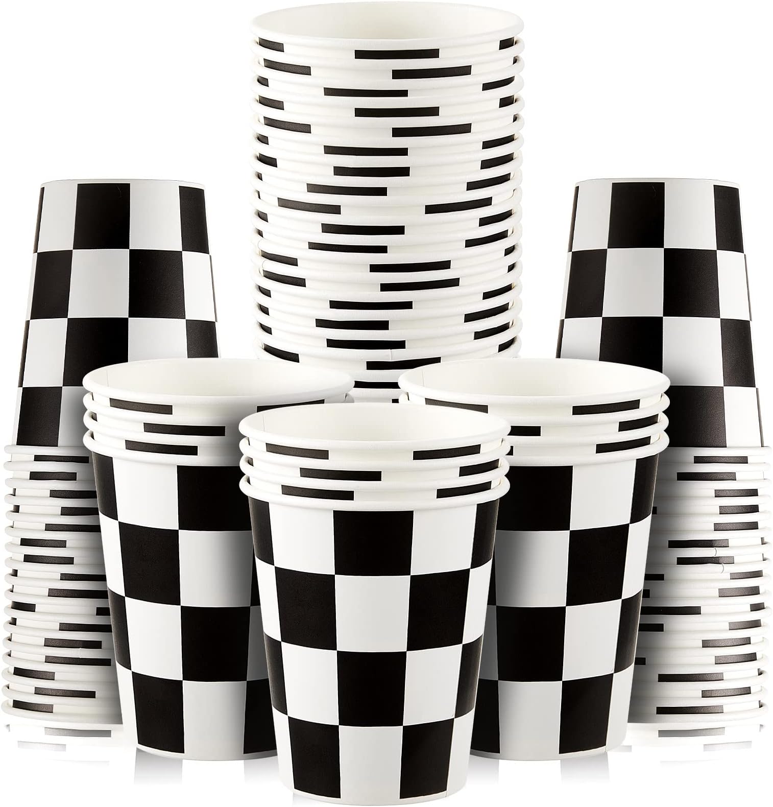 Amazon.com: Layhit 100 Pieces 16 oz Checkered Disposable Cups Black and ...