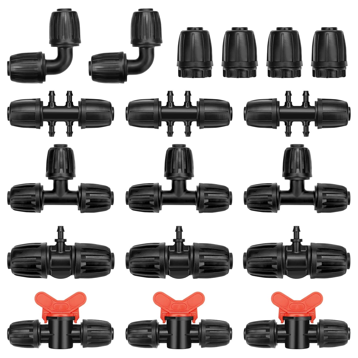 Amazon.com : 18Pcs Drip Irrigation Fittings Kit for 1/2 Inch Tubing, 2 ...