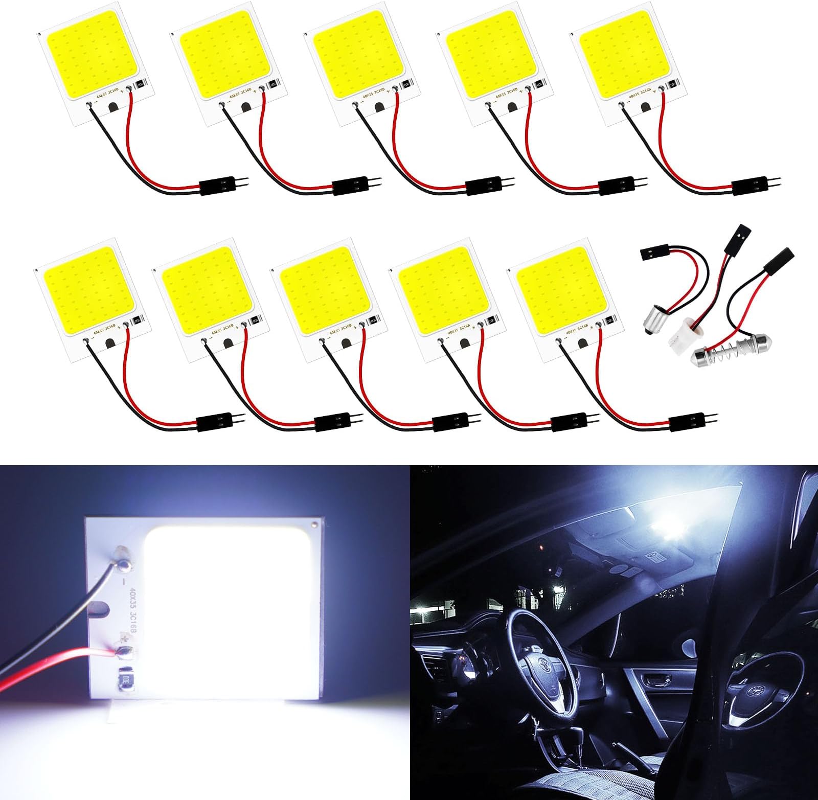 Amazon.com: Qasim LED Dome Light 12V COB 48-SMD Auto Car Interior LED ...