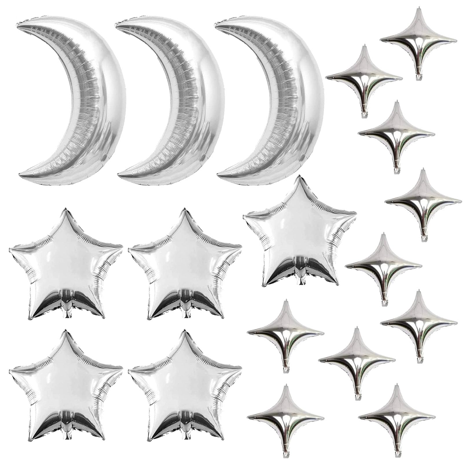 Amazon.com: GOTPASS Moon Star Shape Foil Balloons Set Large Moon ...