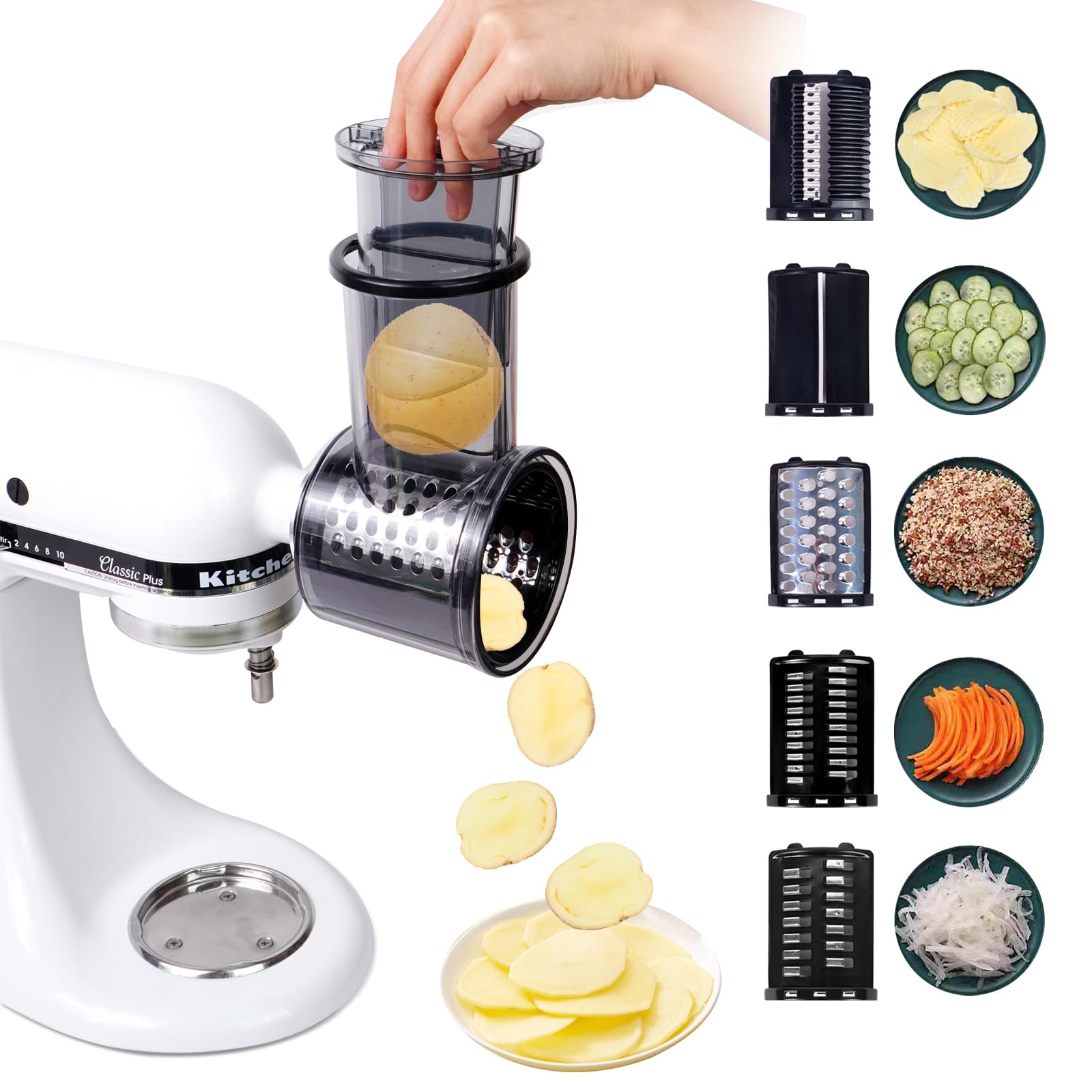 Slicer/Shredder Grater Attachment for KitchenAid Stand Mixer with 5 ...