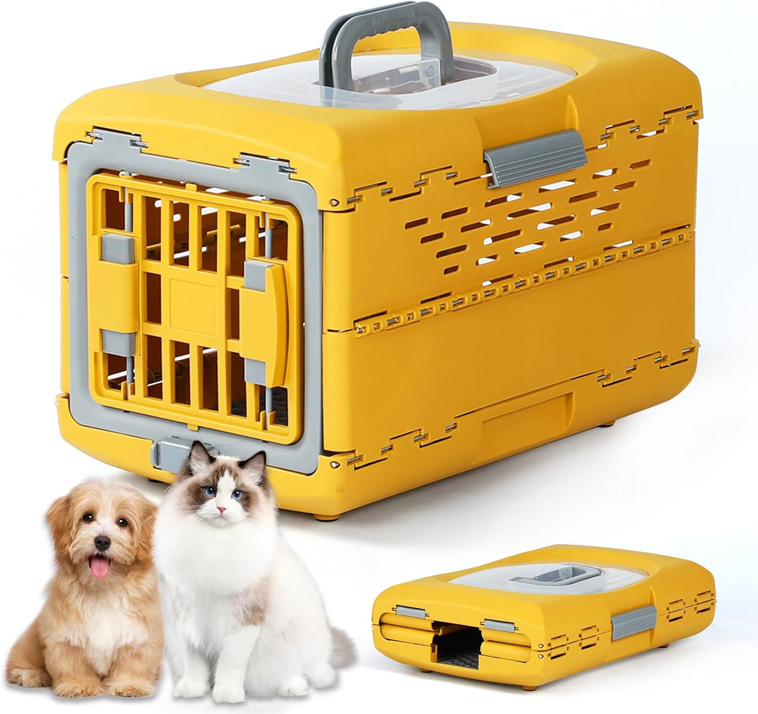 Amazon.com : FULUPET Collapsible Dog Crate, 18 Inch Cat Carrier Large ...