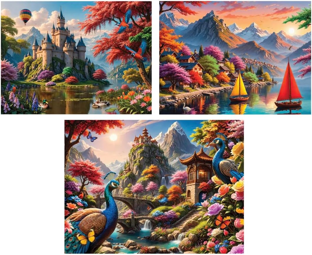Amazon.com: Bits and Pieces - Value Set of 3-300 Piece Jigsaw Puzzles ...