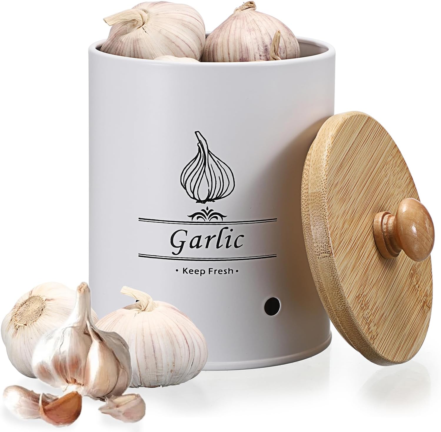 Amazon.com: BSTKEY Garlic Keeper for Counter, Large Metal Garlic ...