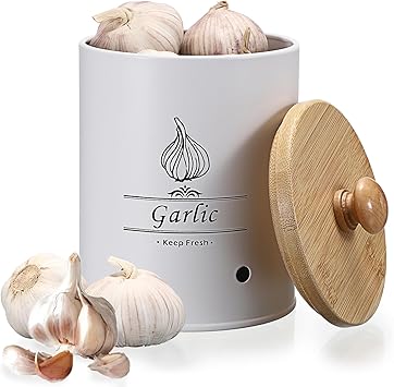 Amazon.com: BSTKEY Garlic Keeper for Counter, Large Metal Garlic ...