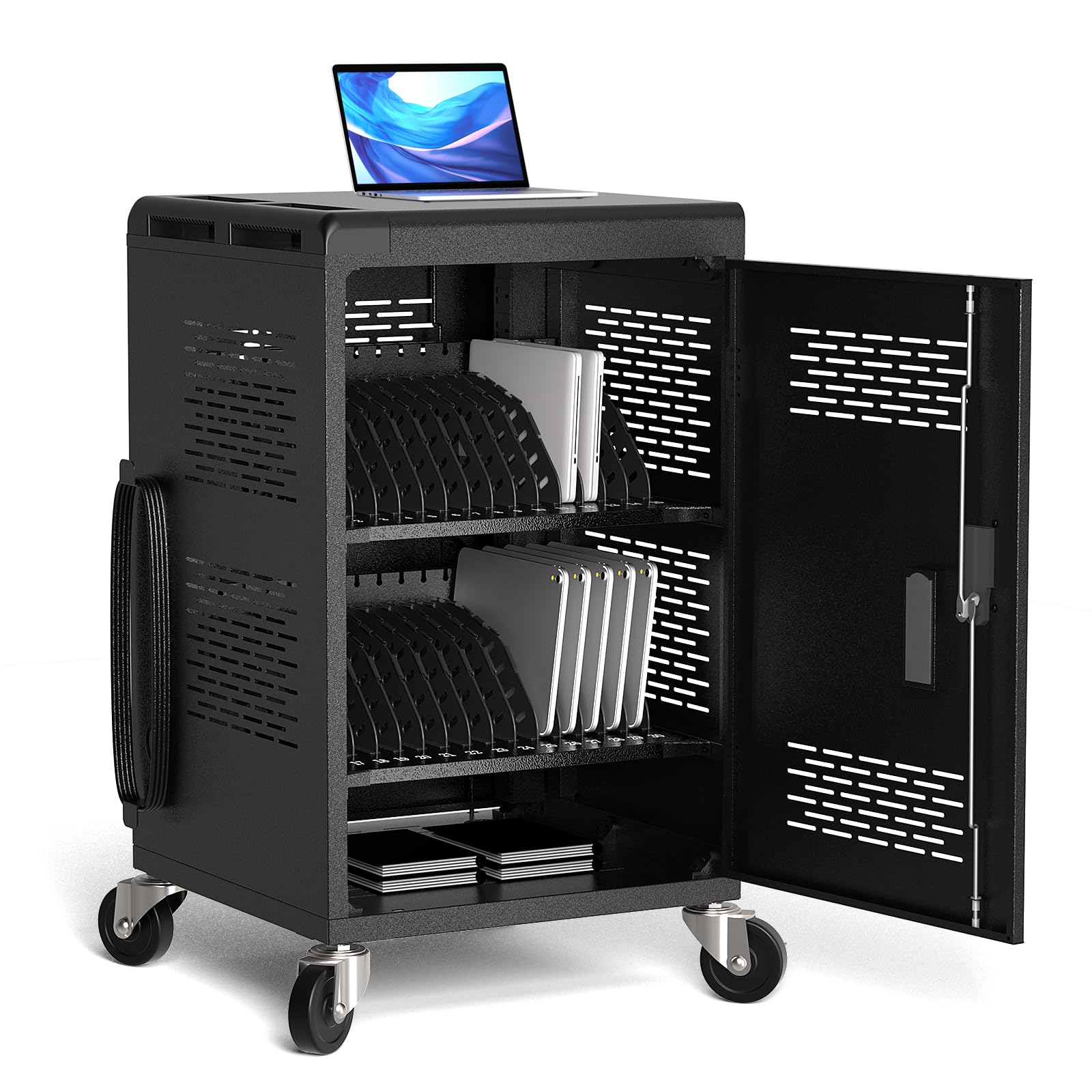 School Charging Cart BouPower 30-Device Charging Cart - Mobile Laptop ...
