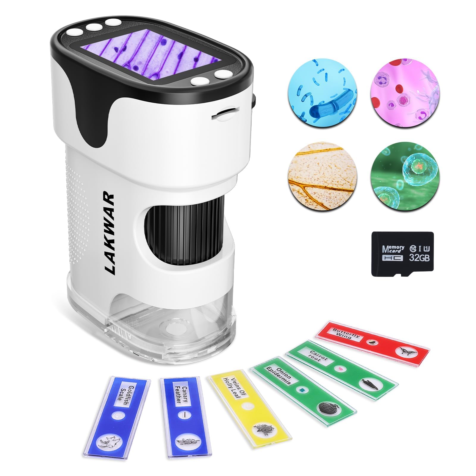 LAKWAR Portable Digital Microscope for Kids & Adults, 200~1000X Pocket ...