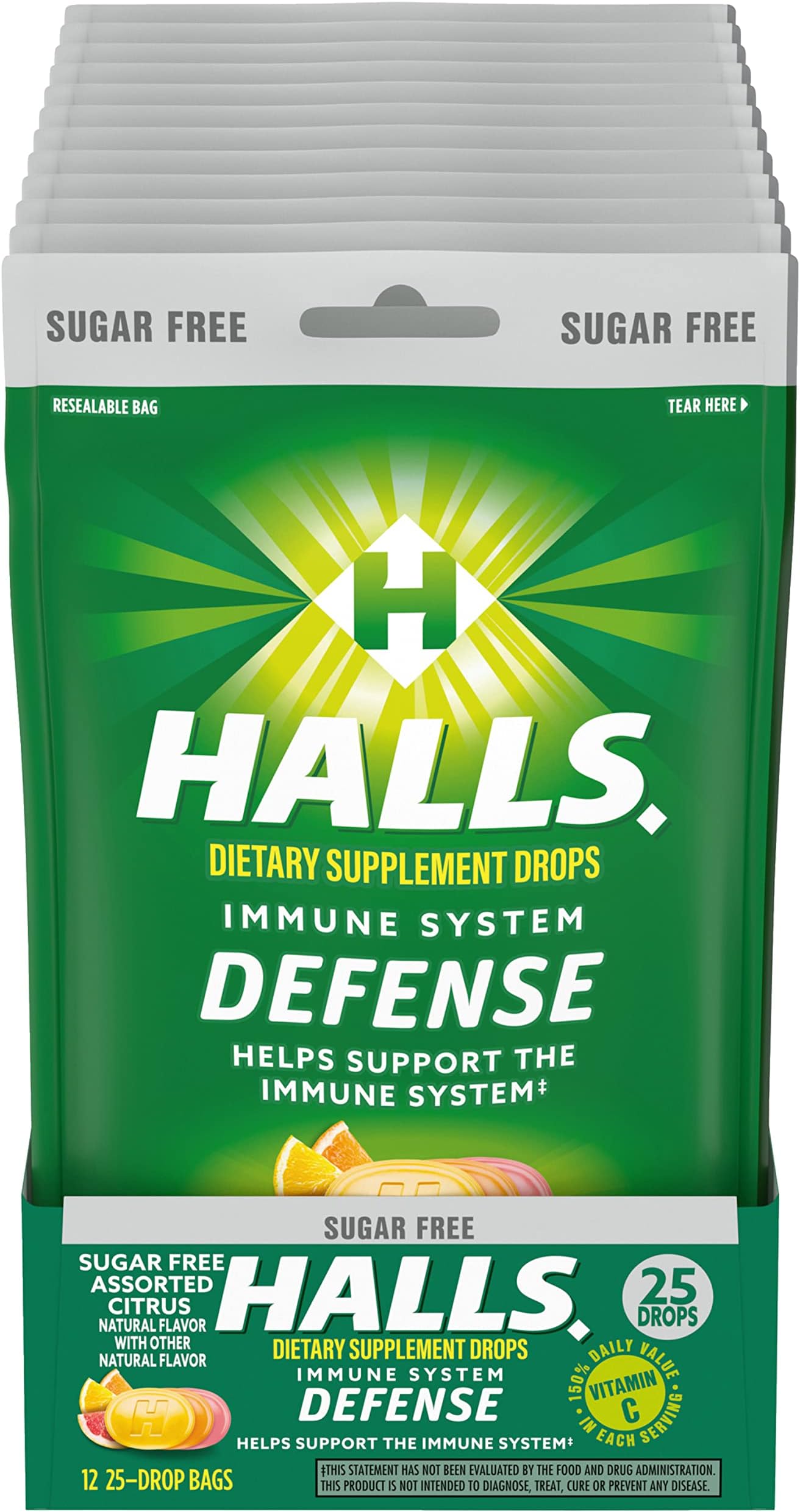 Amazon.com : HALLS Defense Assorted Citrus Sugar Free Vitamin C Drops ...