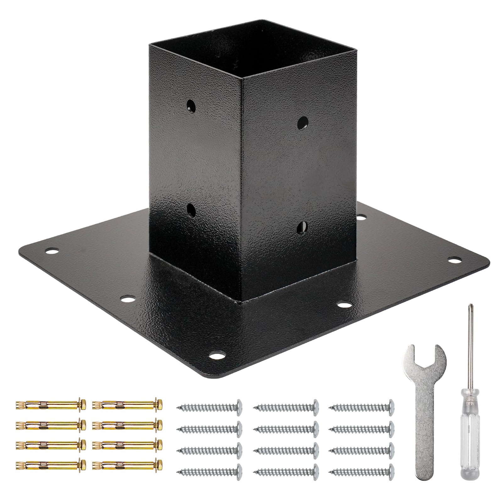 MIOZON Mailbox Mounting Base Plate, Black Powder Coated Surface Mount ...