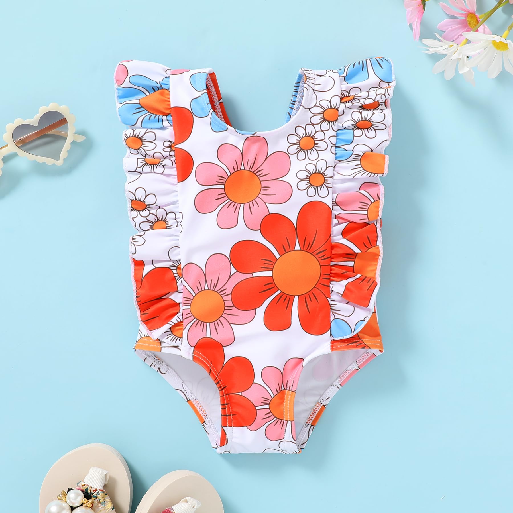 Snapklik.com : Newborn Baby Girl Ruffle Swimsuit Infant Toddler One ...