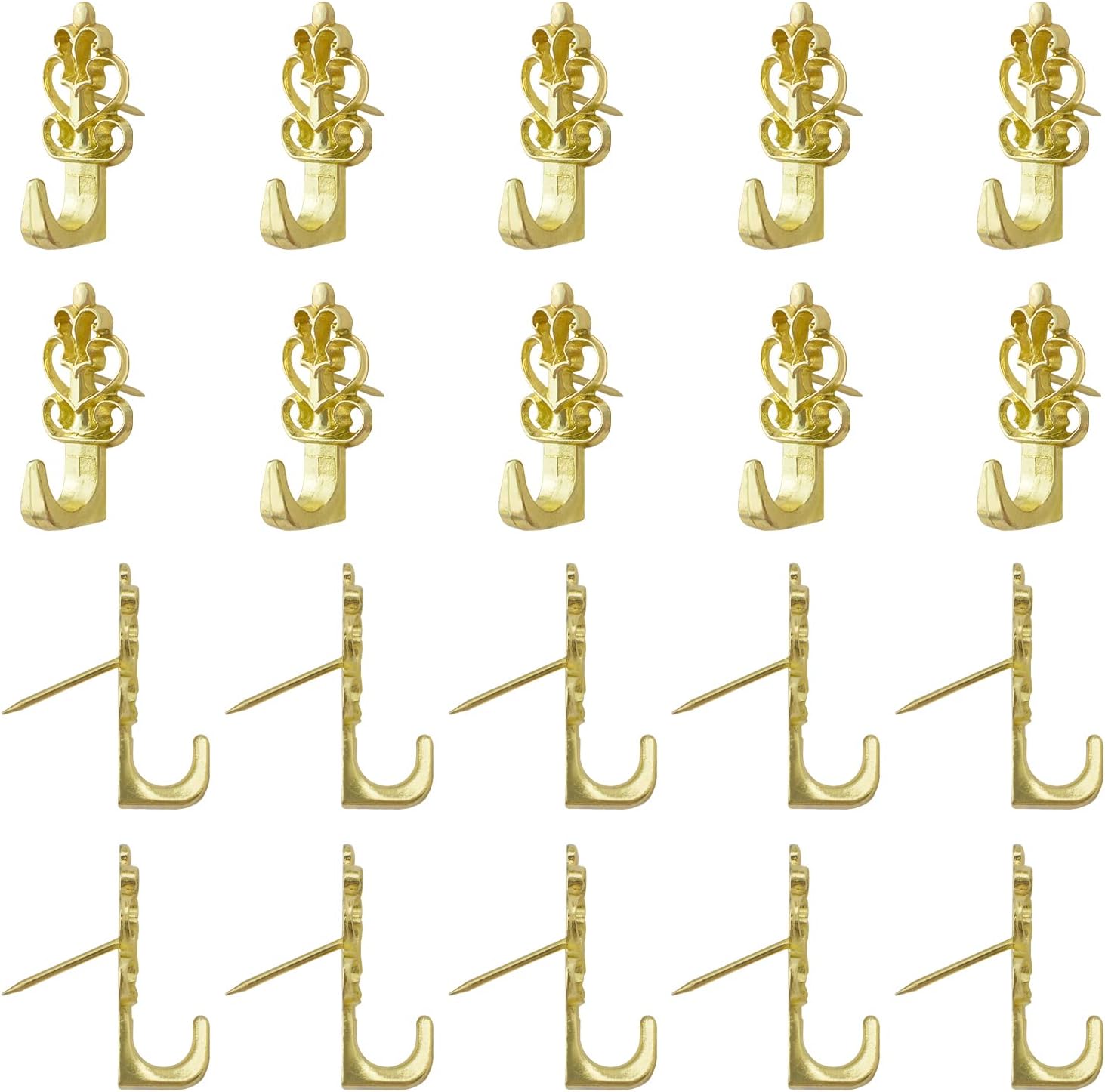INCREWAY Push Pin Hangers, 20Pcs Gold Flower Shaped Push Hooks Vintage ...