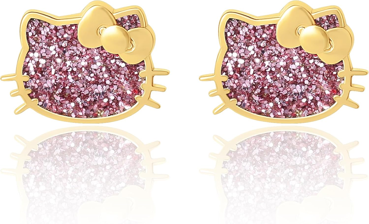 Amazon.com: Sanrio Hello Kitty Womens Pink Glitter Stud Earrings - 18kt ...