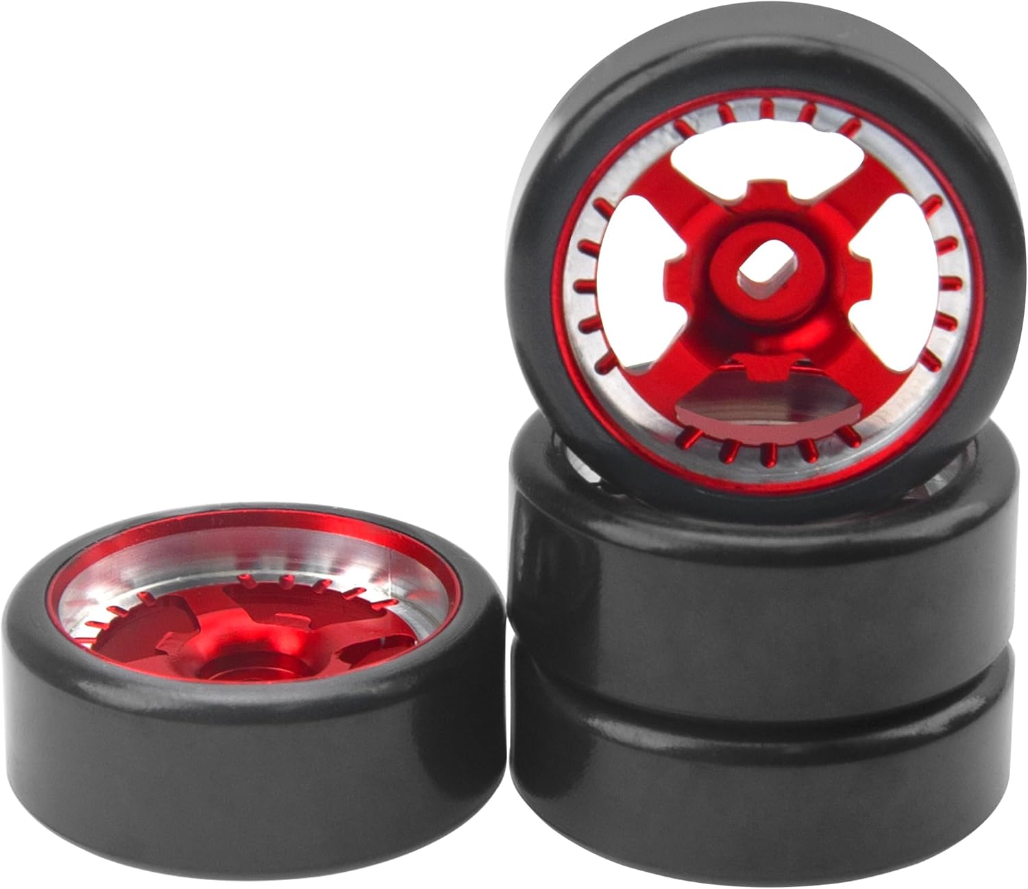 Amazon.com: Vgoohobby 1/28 RC Drift Wheels Metal Rims Plastic Tires ...