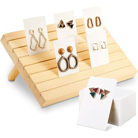 Amazon.com: Yookeer Earring Display Stand Wooden Business Card Holder ...