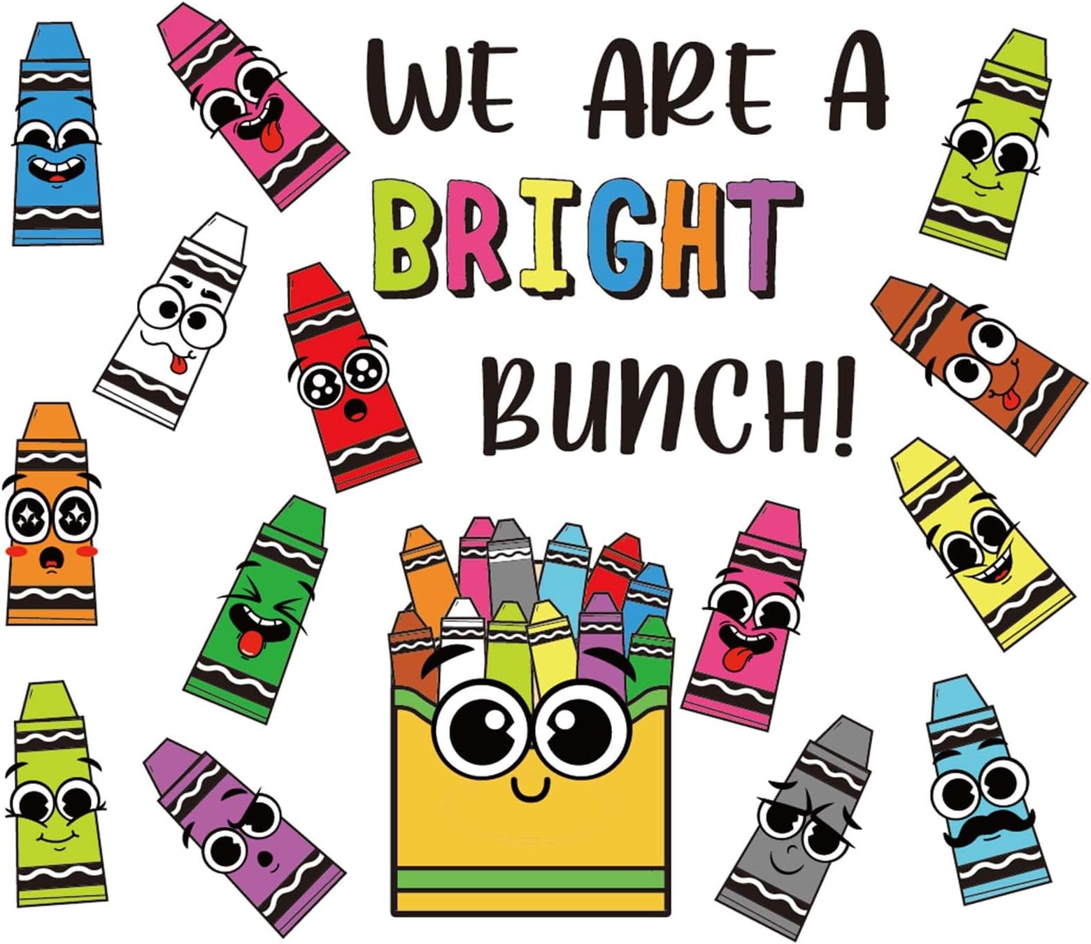 Amazon.com: Greenpine Crayon Bulletin Board Decorations Color Cutouts ...