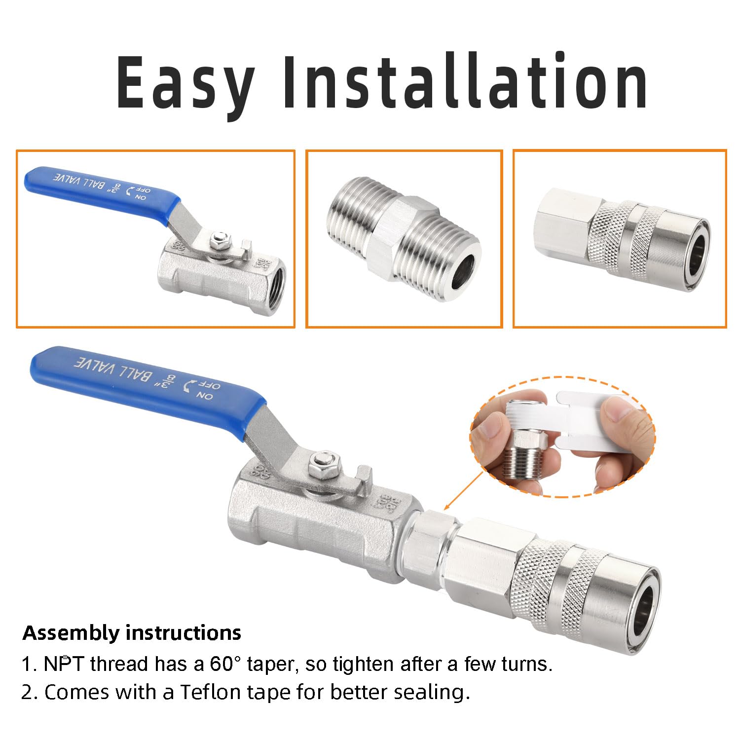 Snapklik.com : 1/4Male To 1/4Male NPT Hex Nipple Pipe Fittings, 304 ...