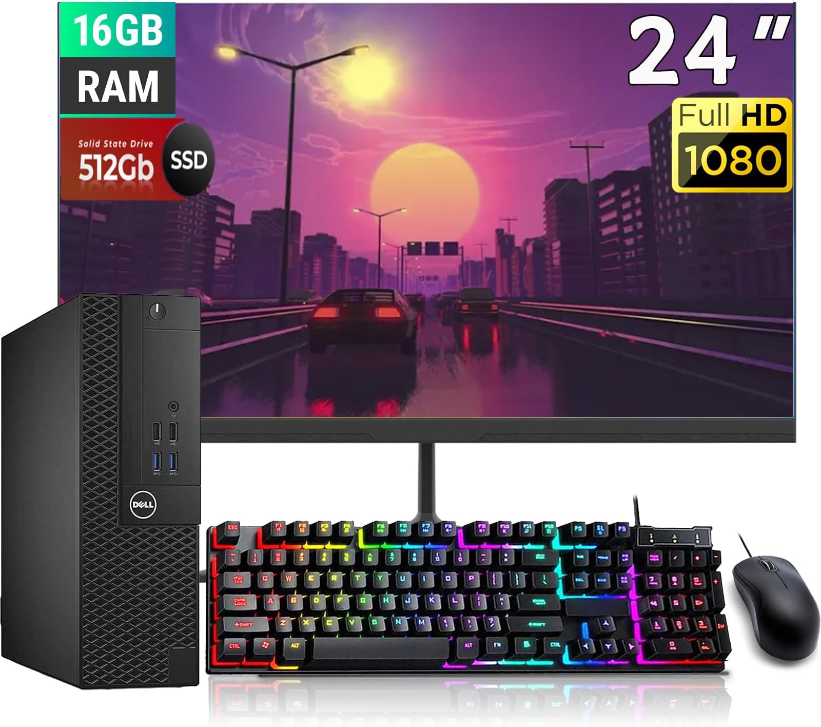 Amazon.com: Dell Optiplex 7060 SFF Desktop Computer PC with 24" FHD ...