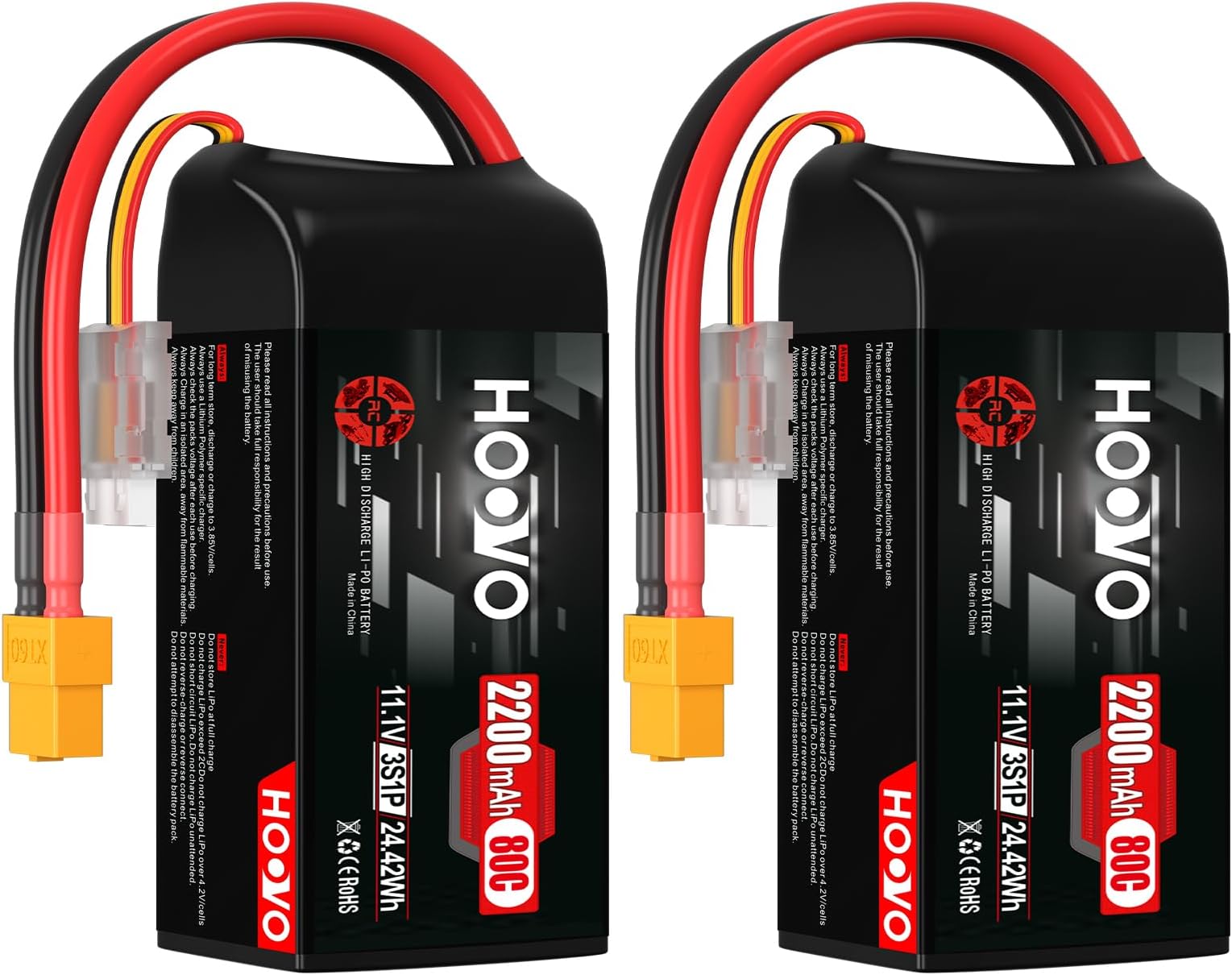 Amazon.com: HOOVO 3S Lipo Battery, 2200mAh 80C 11.1V Shorty Lipo Battery Pack, Softcase with ...