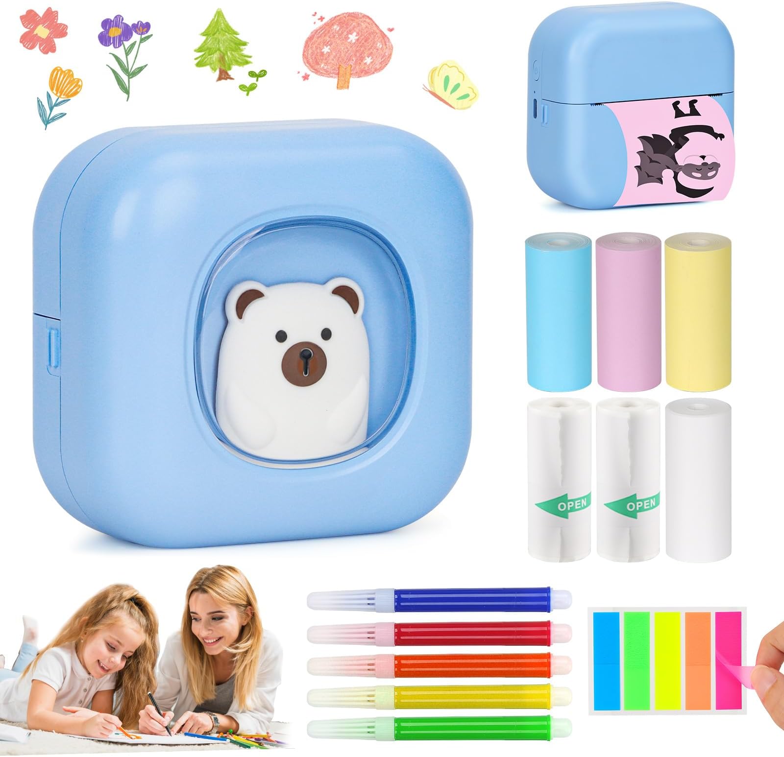 Amazon.com: QYCHHJ Inkless Mini Thermal Printer with 6 Rolls Thermal ...