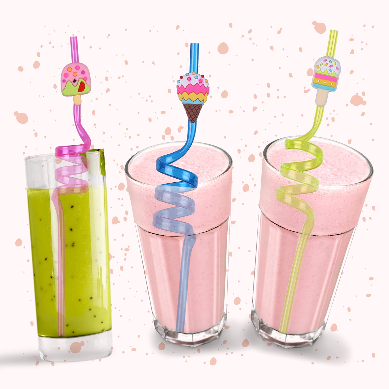 Reusable Ice Cream Straws-Plastic Drinking Straws for Kids Birthday ...