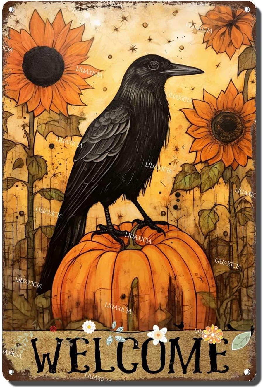 Amazon.com: Art Painting Tin Sign Pumpkins Fall Garden Decorative ...