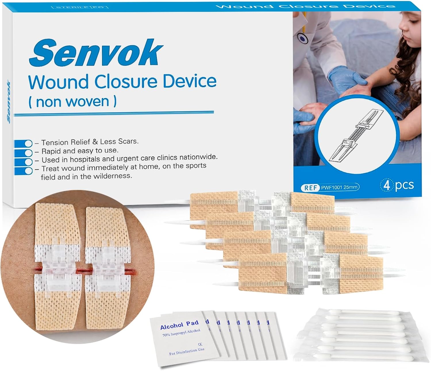Amazon.com: Senvok Emergency Wound Closure Device, 4 Pcs Zip Sutures ...