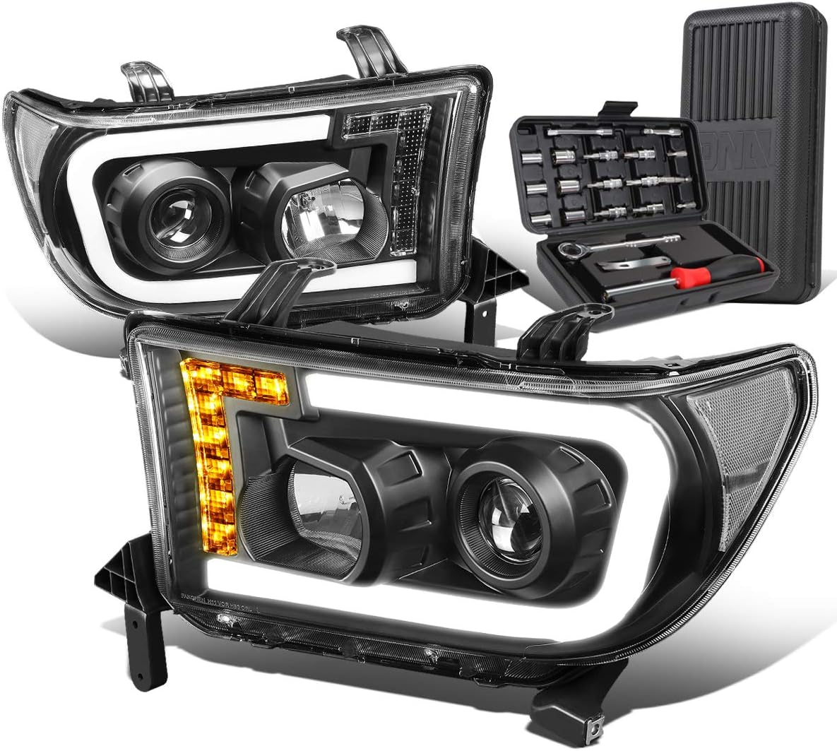 Amazon.com: Auto Dynasty LED DRL Signal Black Housing Clear Corner ...