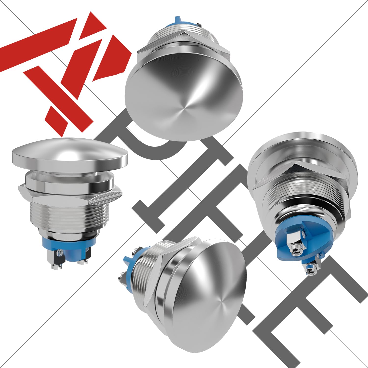 Snapklik.com : APIELE 22MM Momentary Push Button Switch Mushroom Head ...