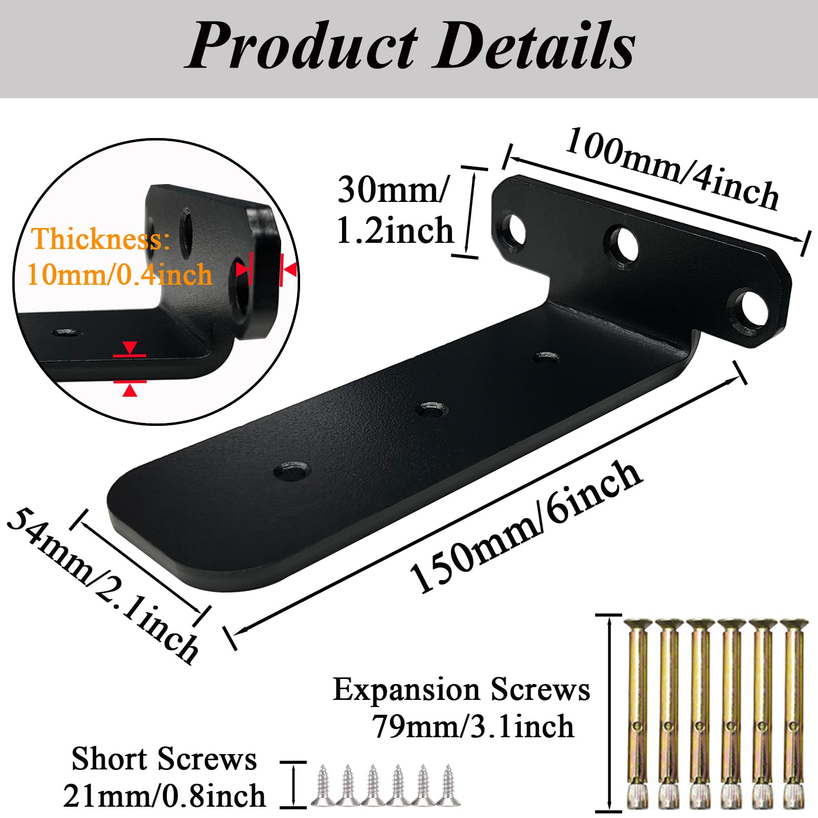 Snapklik.com : 4 Pack Floating Shelf Brackets, 6 Inch Heavy Duty Black ...