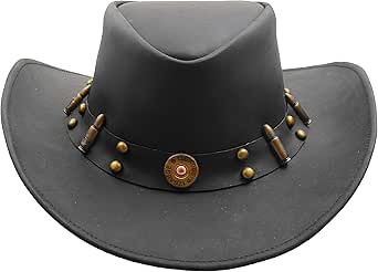 Cowboy Western Genuine Leather Australian Bush Outback Style Hat HL0010 ...